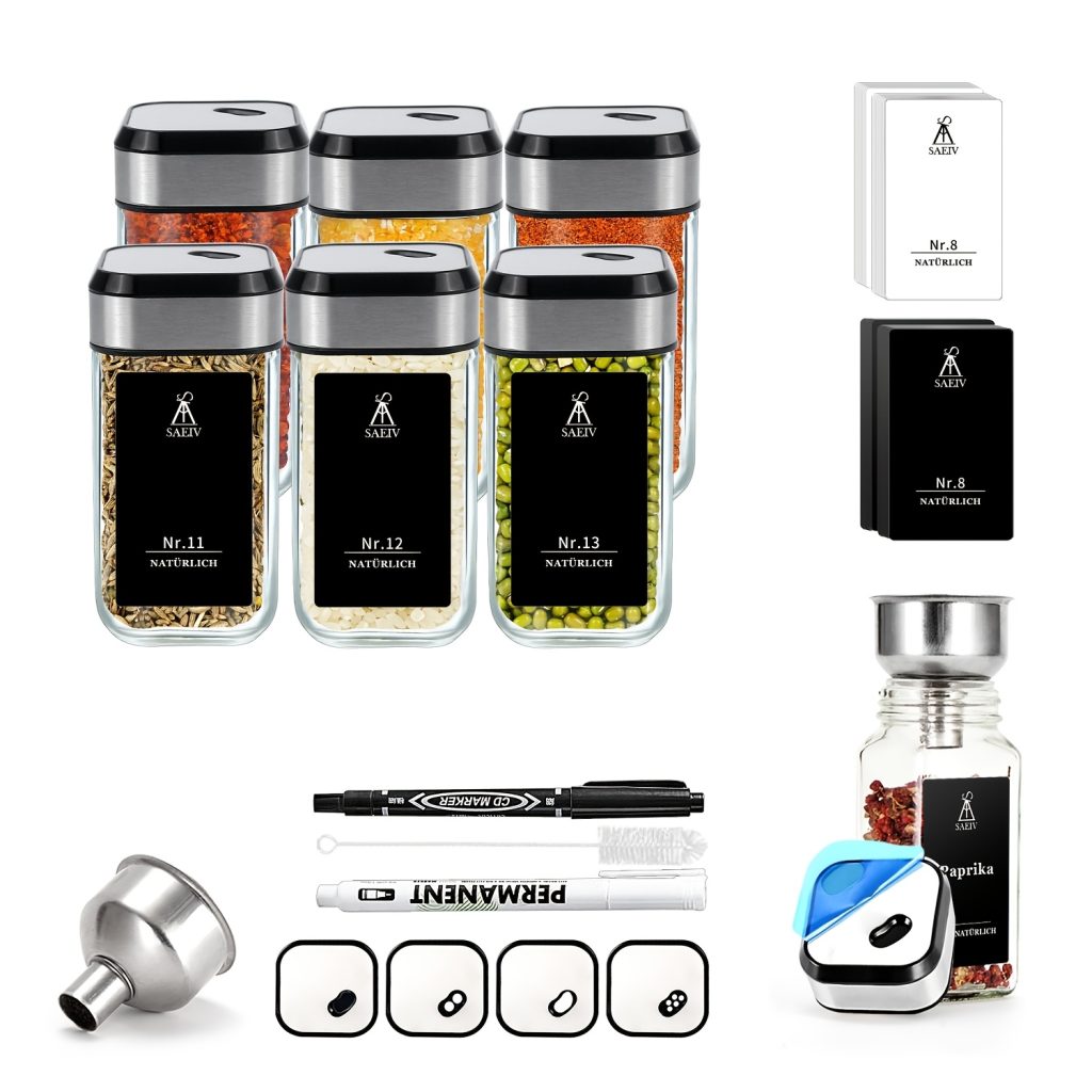 Glass Seasoning Bottle Set (6/12/24 Pack) – 100ml Rotating Spice ...